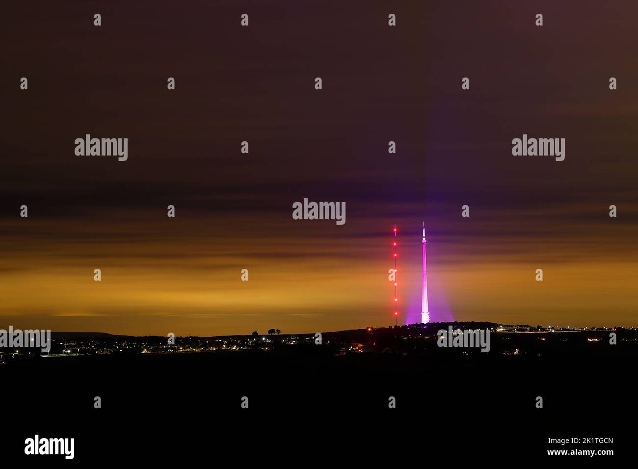 The UK's tallest free standing structure Arqiva Tower, was lit up in ...