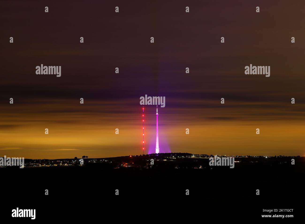The UK's tallest free standing structure Arqiva Tower, was lit up in ...