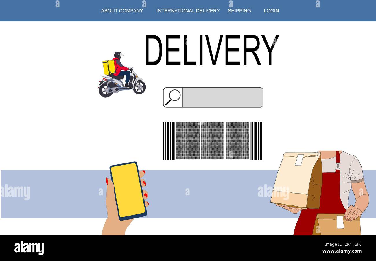 Fast express delivery package for shopping online on phone, app service ...