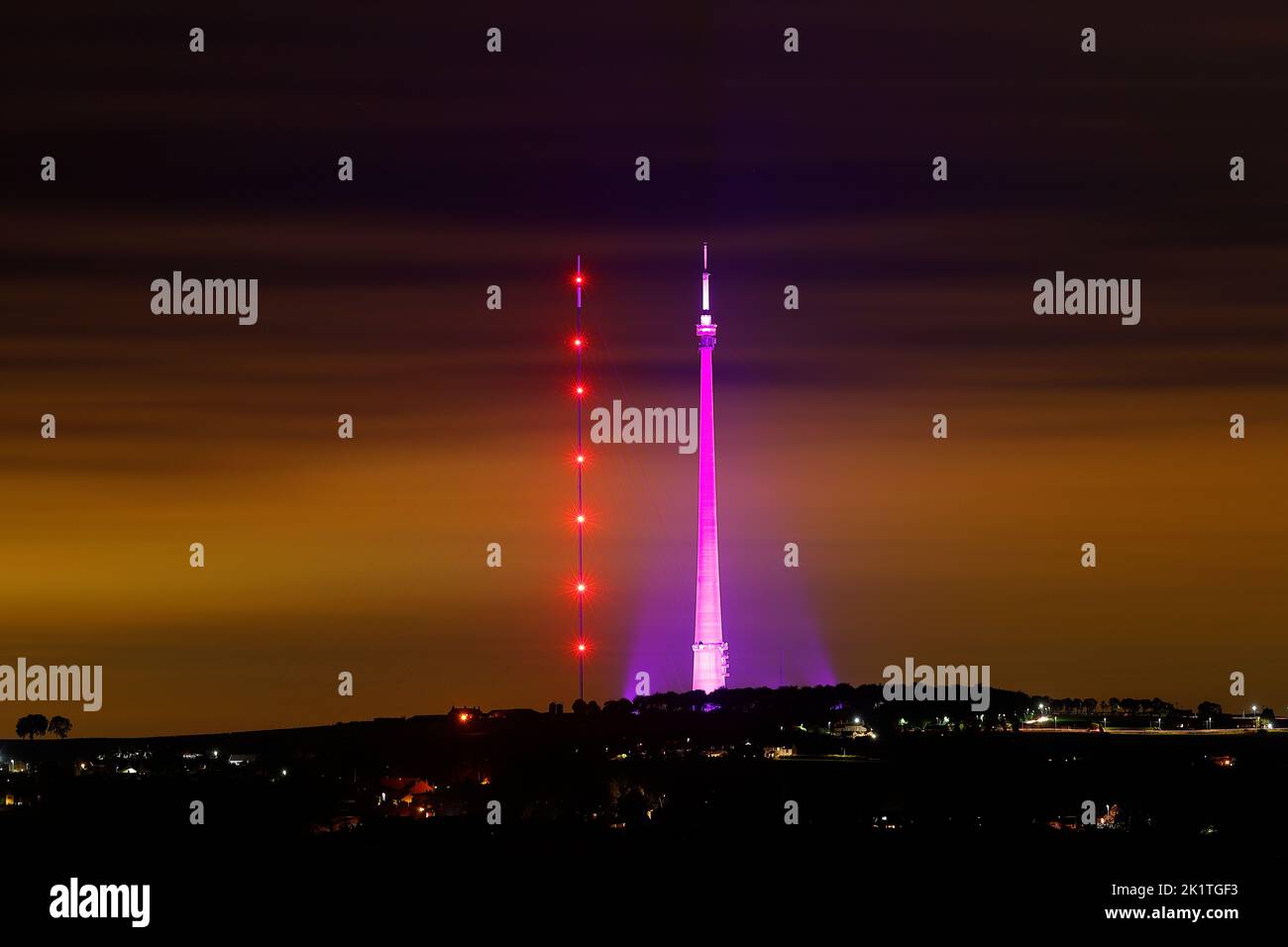 The UK's tallest free standing structure Arqiva Tower, was lit up in ...