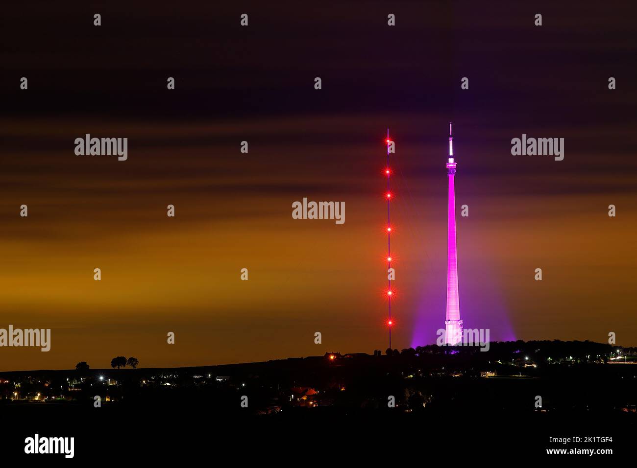 The UK's tallest free standing structure Arqiva Tower, was lit up in ...