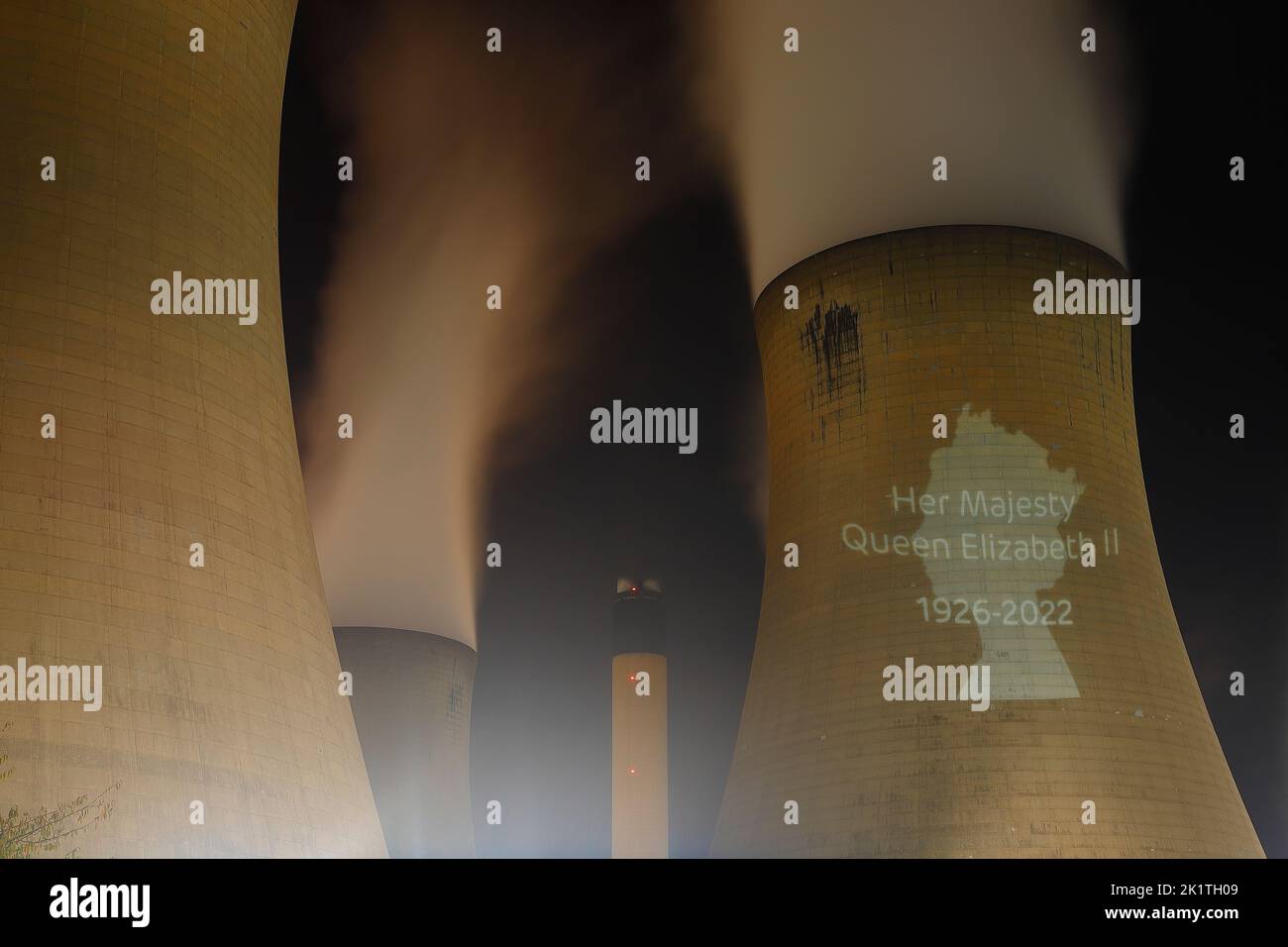 An outline of HRH Queen Elizabeth's head was projected onto one of the ...