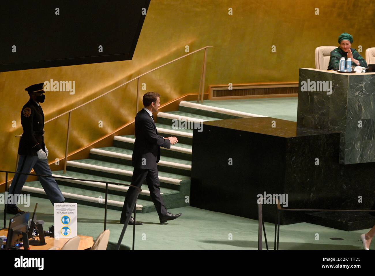 Emmanuel Macron, President of France, addresses the 77th session of the ...