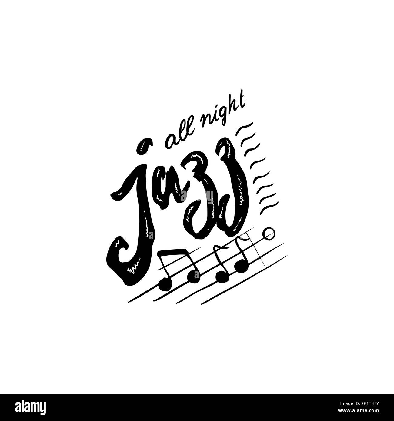 Hand drawn lettering. Jazz poster. Fun brush ink Calligraphy modern ...