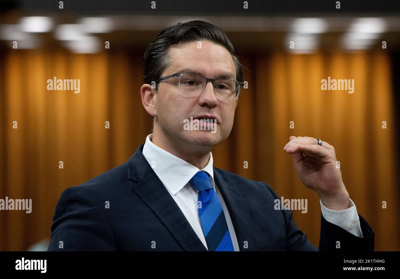 Conservative leader Pierre Poilievre rises during Question Period ...