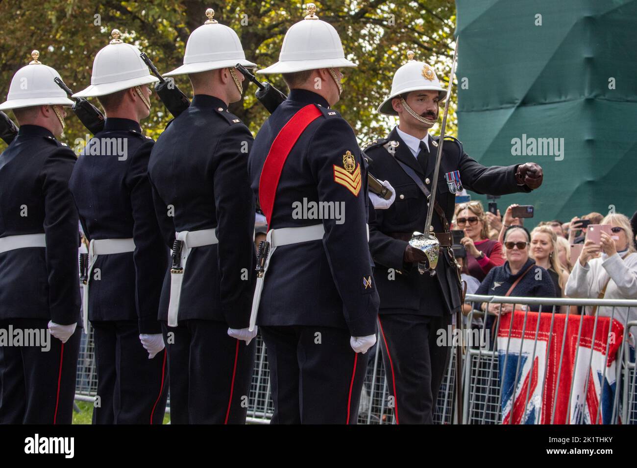 Windsor, UK. 19th September, 2022. Royal Marines are inspected on the ...
