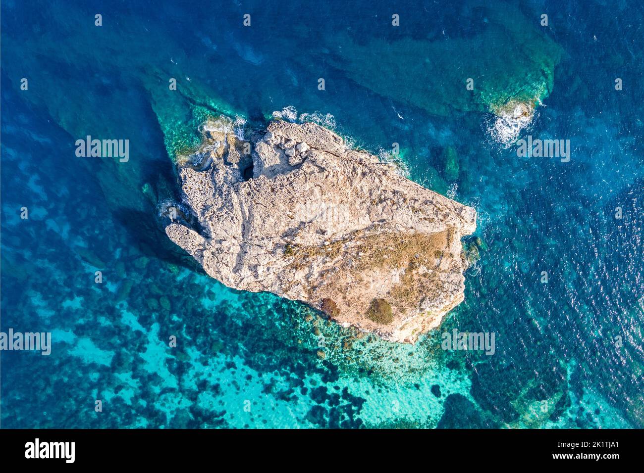 Halfa Rock, one of the many inhabitant islands in Gozo, Malta Stock ...