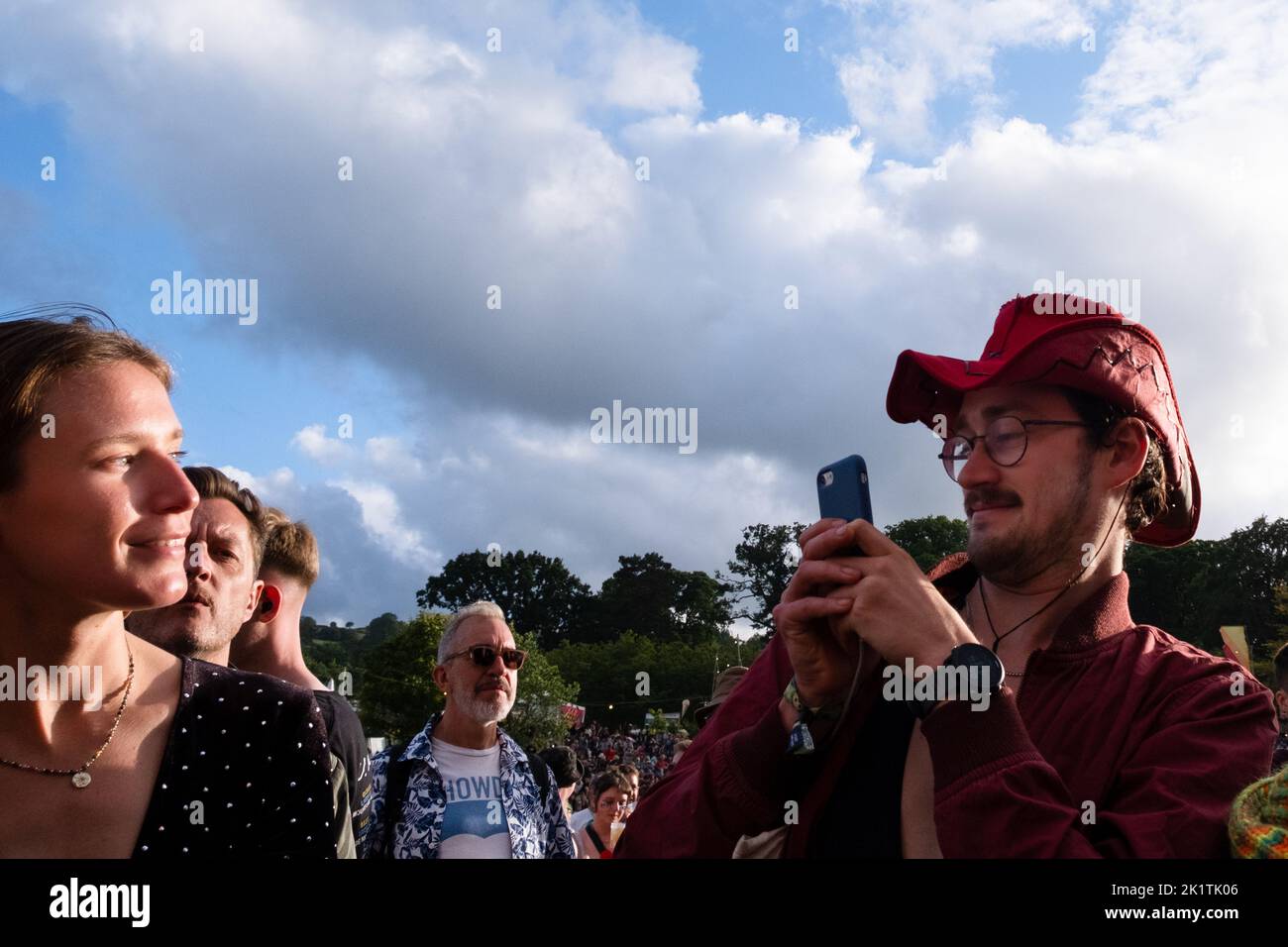 Selfie time in the festival crowd at the Green Man 2022 music festival ...