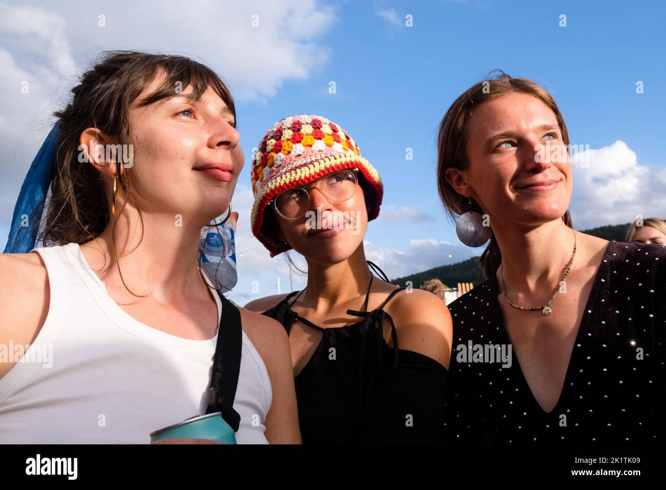 The festival crowd at the Green Man 2022 music festival in the Brecon ...