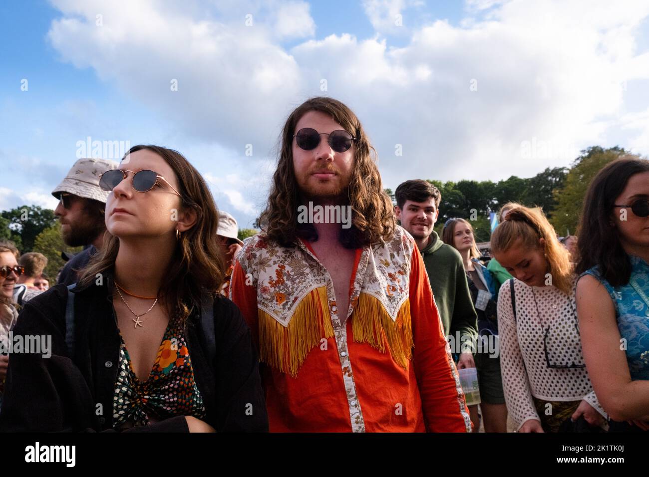 The festival crowd at the Green Man 2022 music festival in the Brecon ...