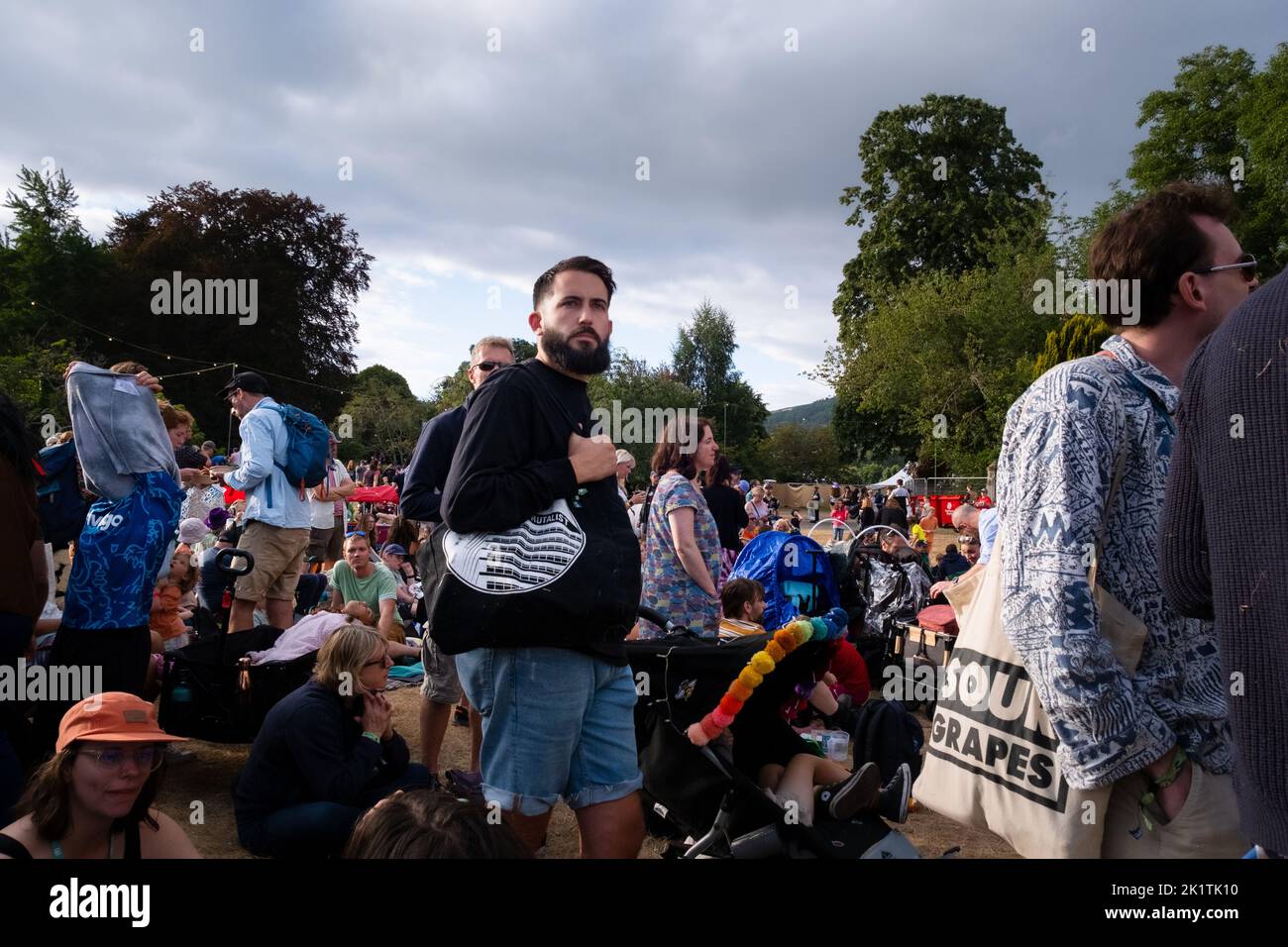 The festival crowd at the Mountain stage at the Green Man 2022 music ...