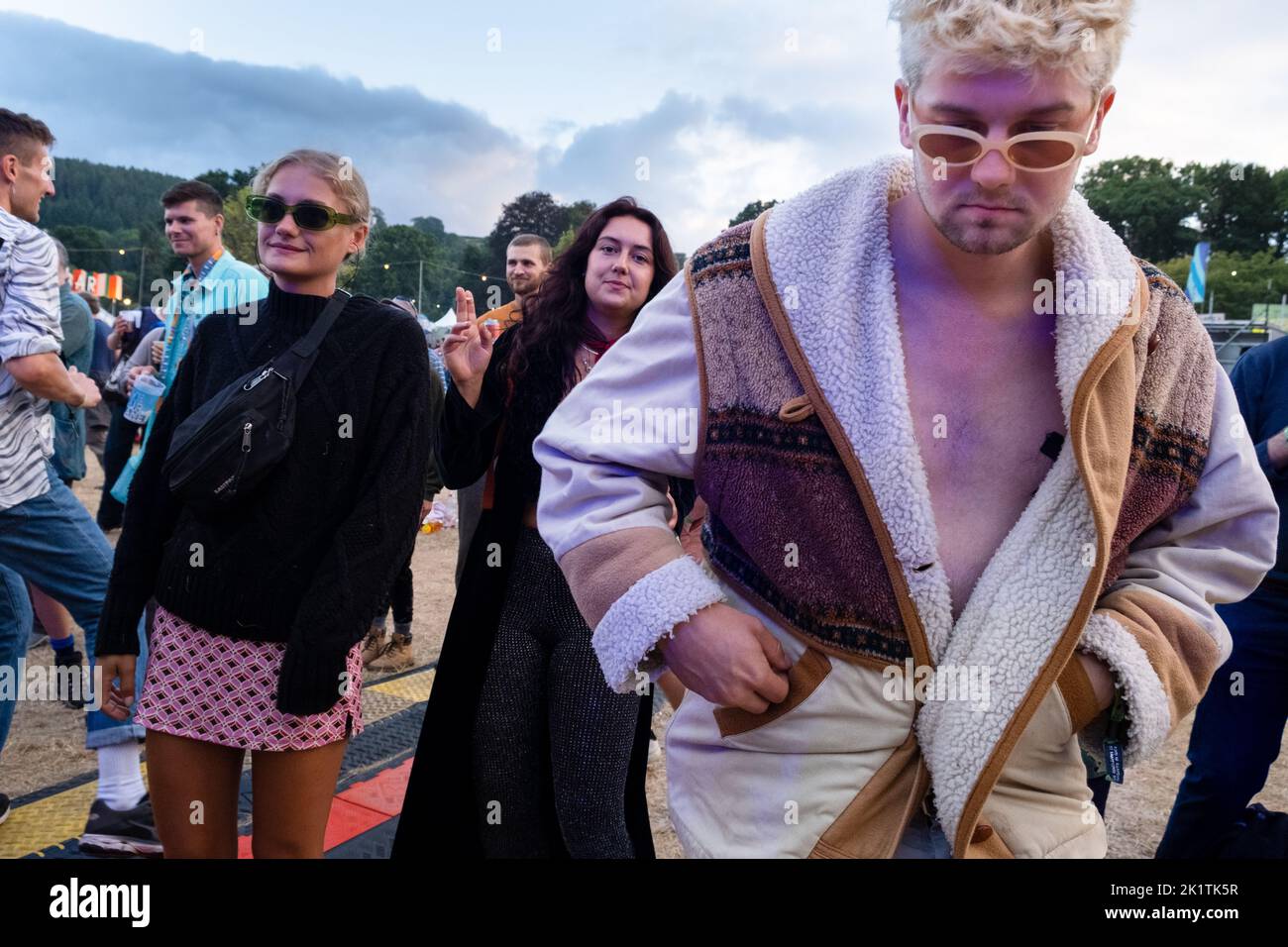 The festival crowd at the Mountain stage at the Green Man 2022 music ...