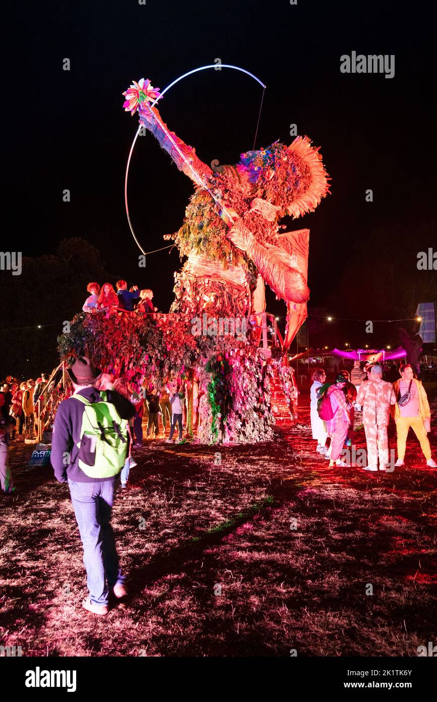 NIGHT, WICKER MAN: The festival crowd at the Green Man Wicker Man at ...