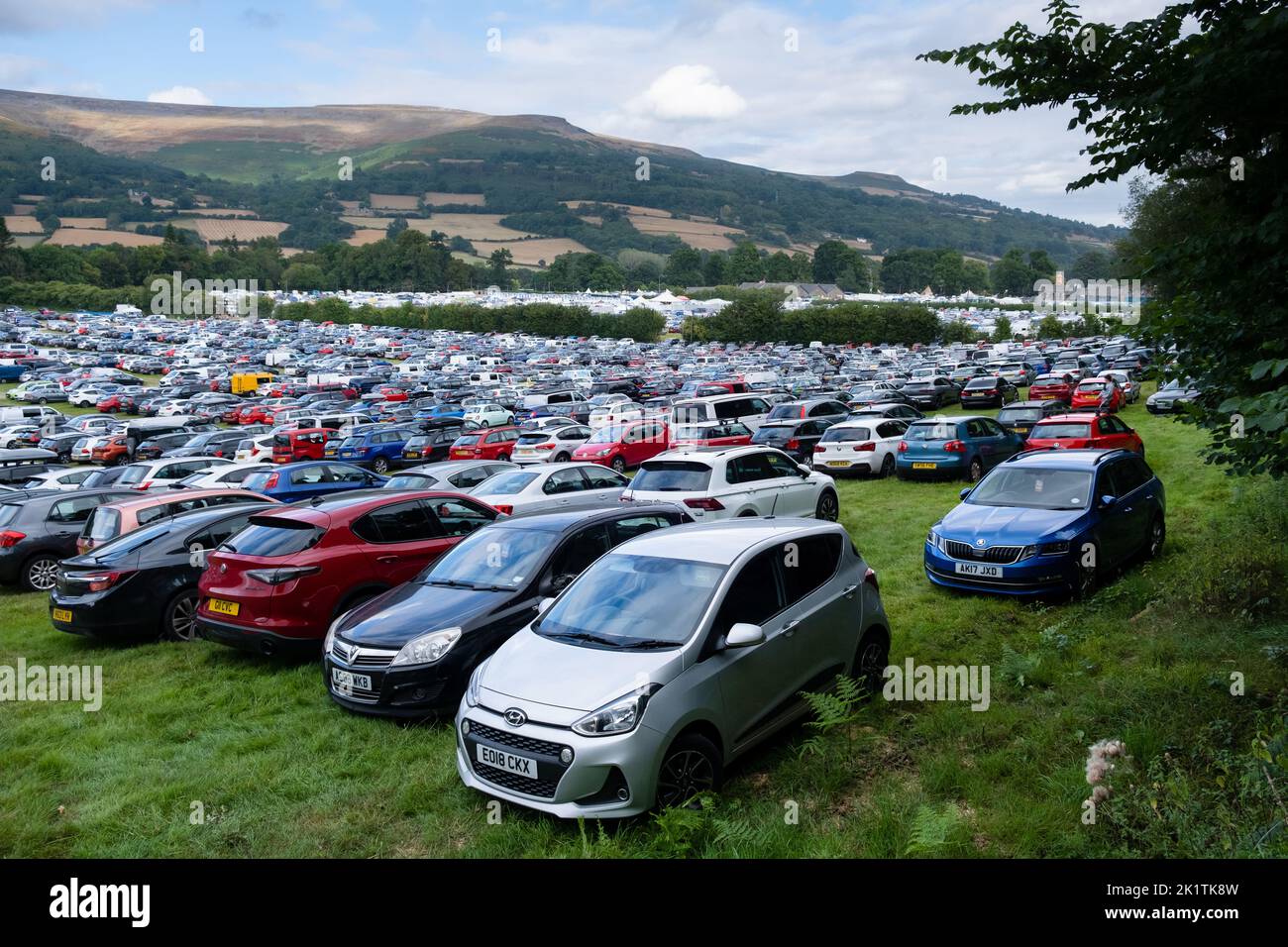 The massive car park in a field at the Green Man 2022 music festival in ...