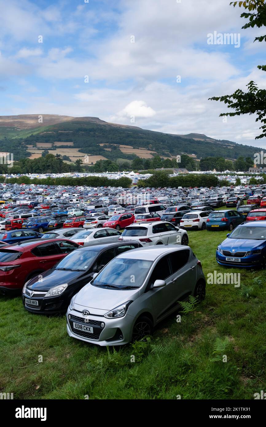 The massive car park in a field at the Green Man 2022 music festival in ...