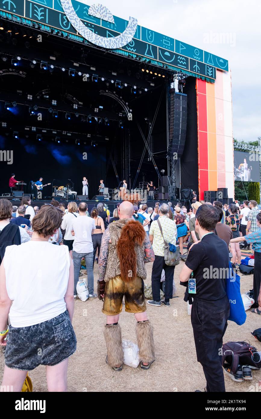The festival crowd at the Mountain stage at the Green Man 2022 music ...