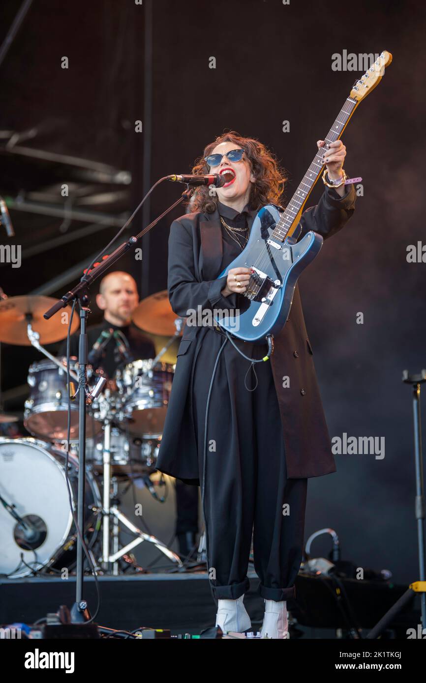 English singer-songwriter and guitarist, Anna Calvi, performing live at ...