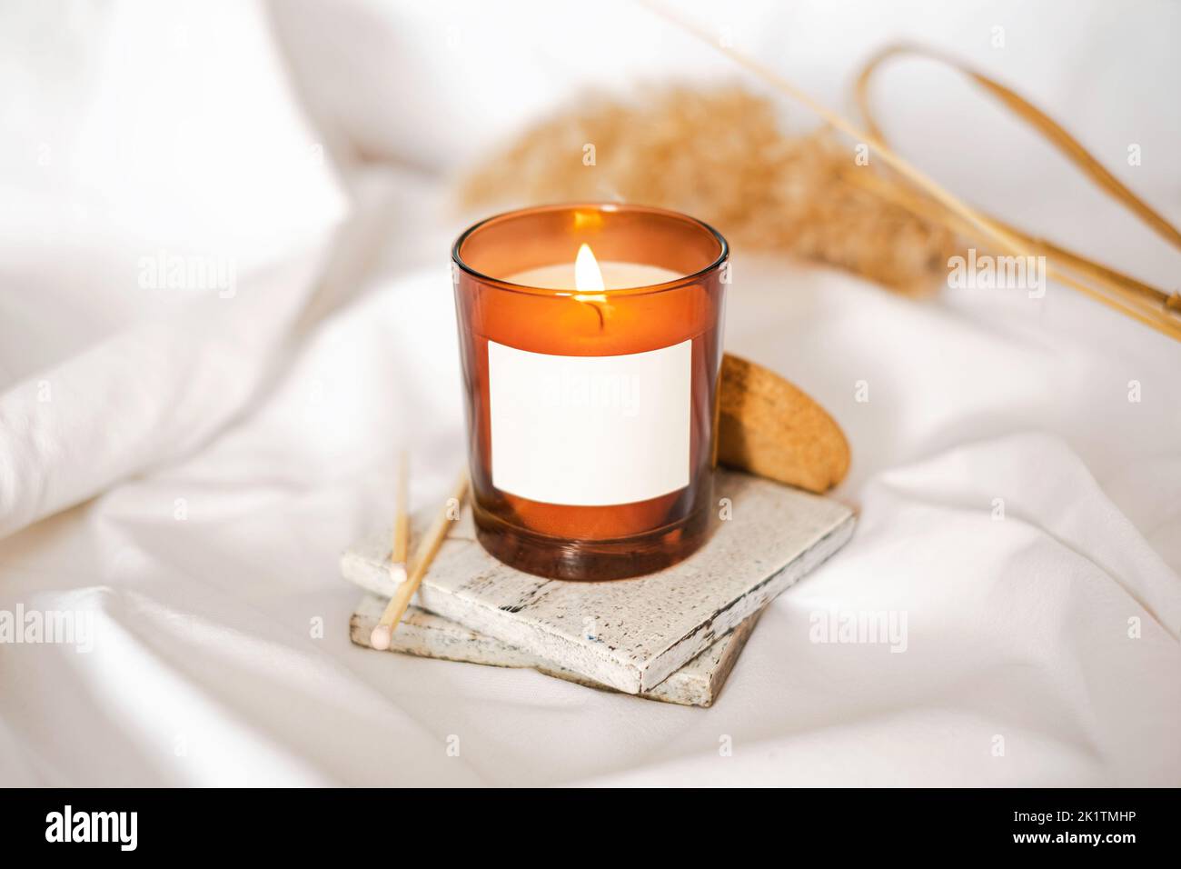 Natural candle in glass jar hi-res stock photography and images - Alamy