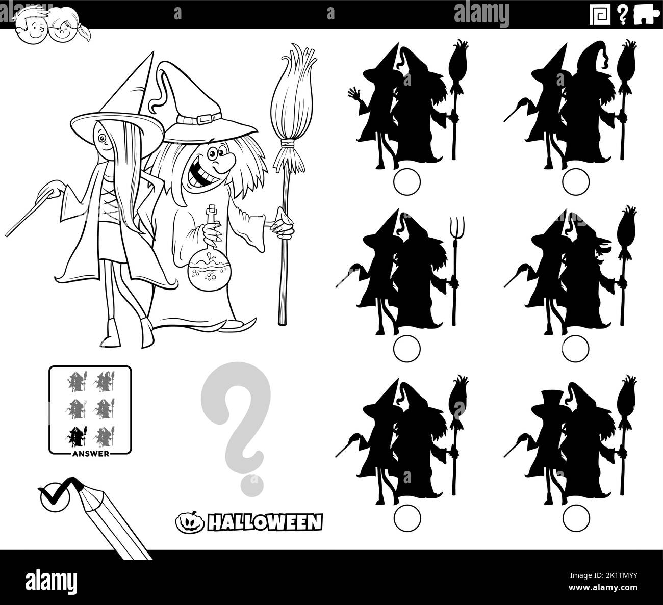 Black and white cartoon illustration of finding the shadow without ...