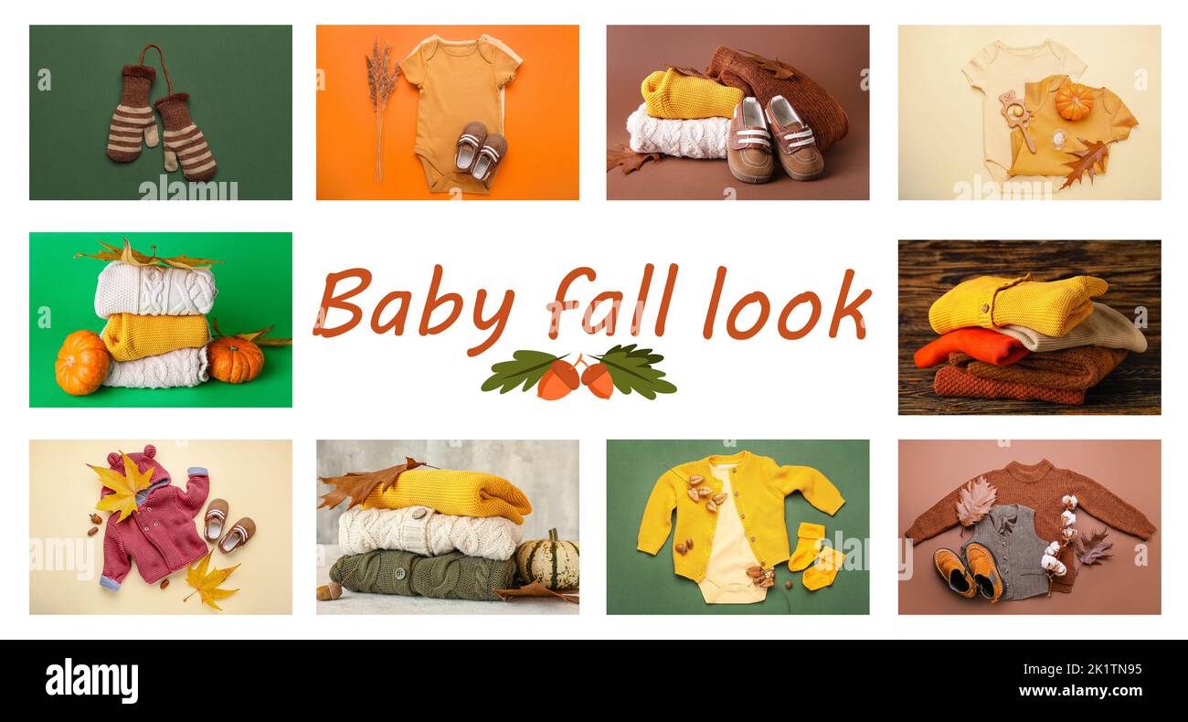 Collection of stylish fall look for children Stock Photo - Alamy