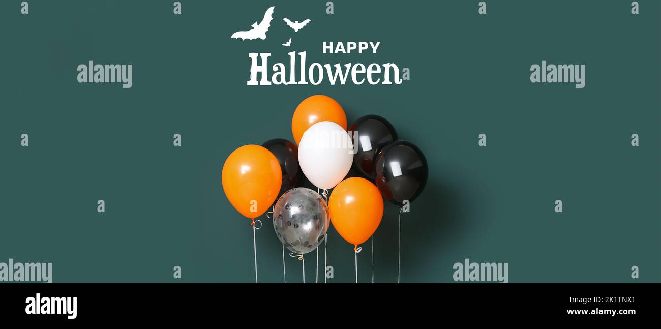 Banner for Halloween with balloons on color background Stock Photo - Alamy