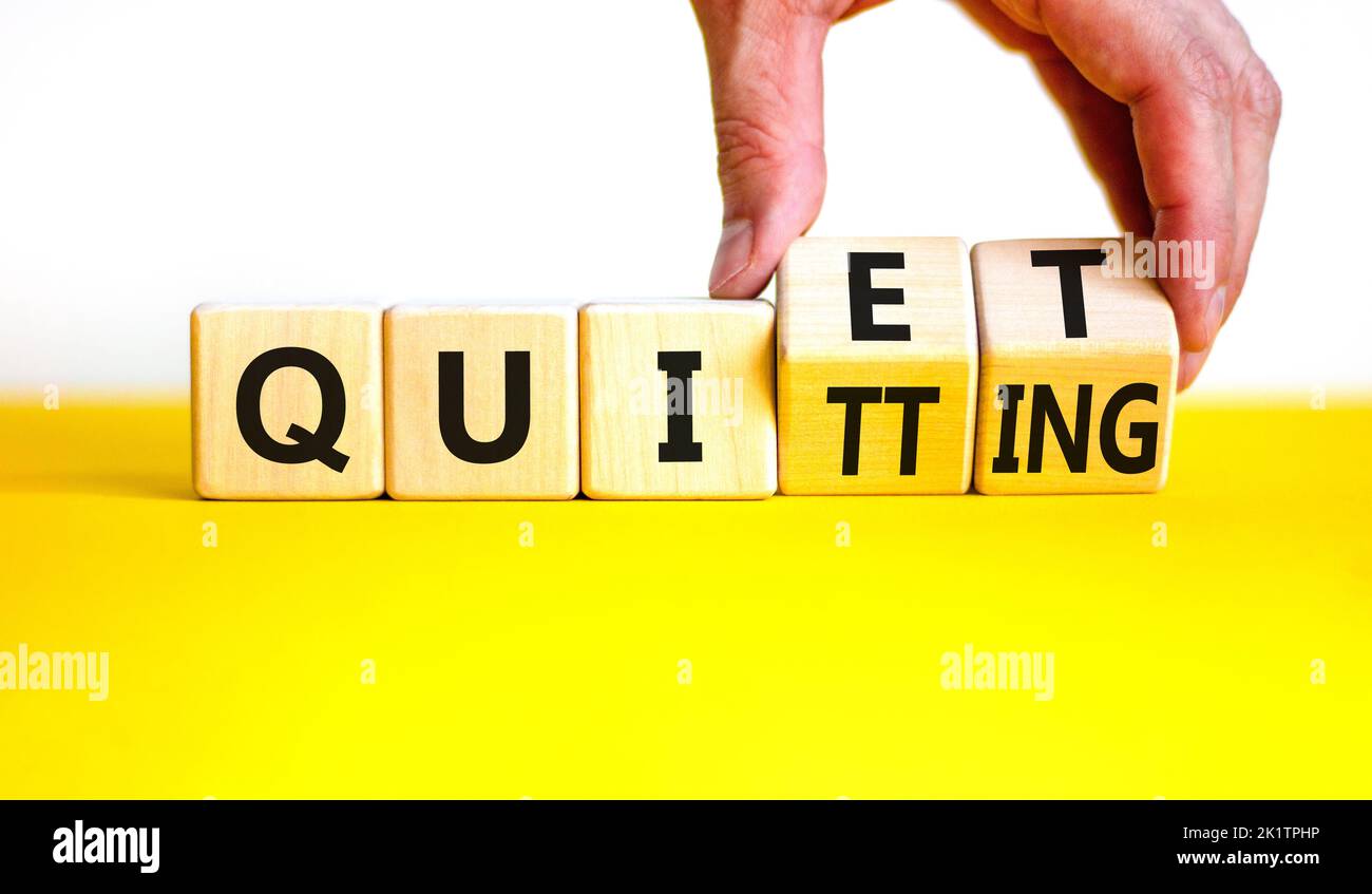 Quiet quitting symbol. Concept words Quiet quitting on wooden cubes ...