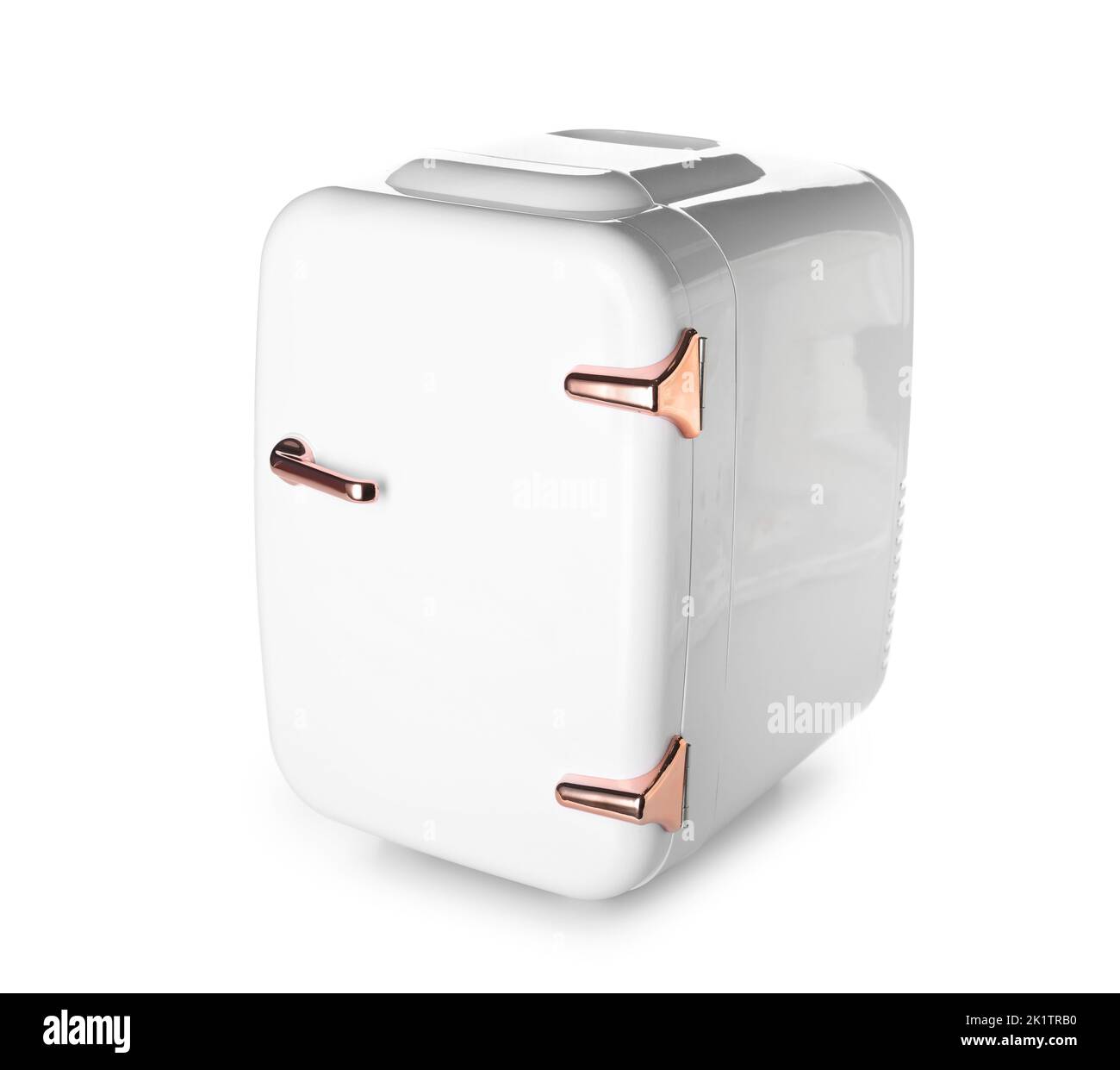 Small cosmetic refrigerator on white background Stock Photo - Alamy