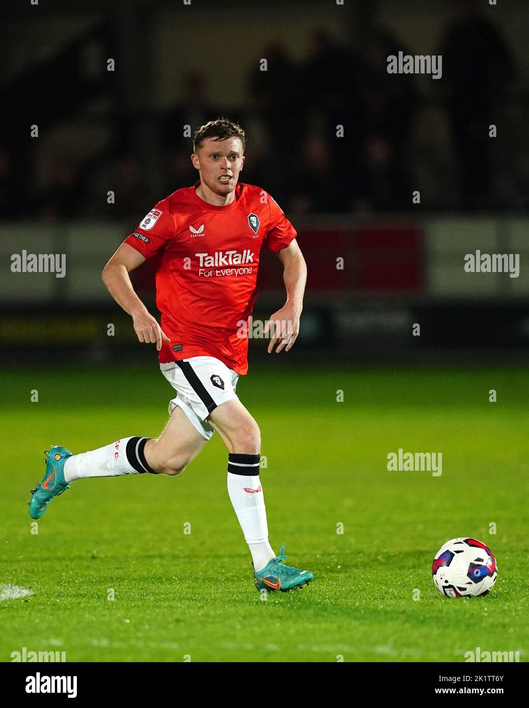 Salford City's Jack Jenkins during the Papa John's Trophy group stage ...