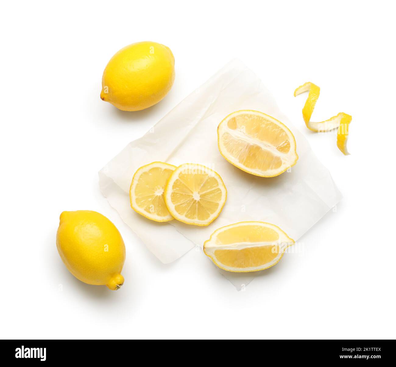 Fresh ripe lemons isolated on white background Stock Photo - Alamy