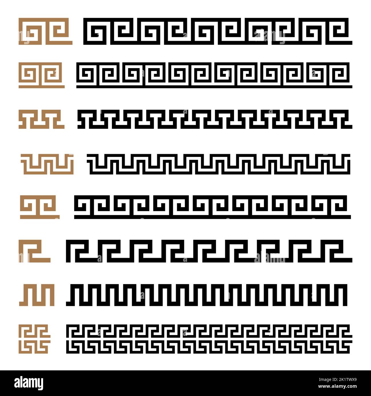 Greek motives vector symbols borders, frames set. Greek key elements ...