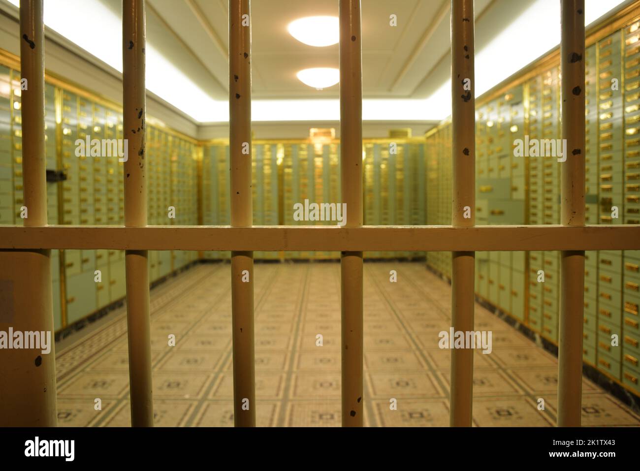 Vault tresor room with iron bars Stock Photo - Alamy