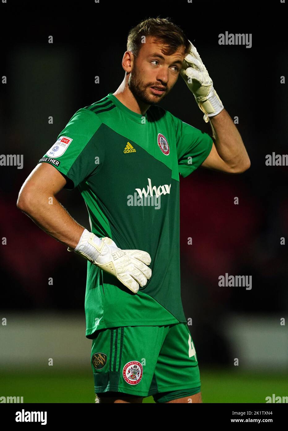 Accrington Stanley goalkeeper Toby Savin during the Papa John's Trophy ...