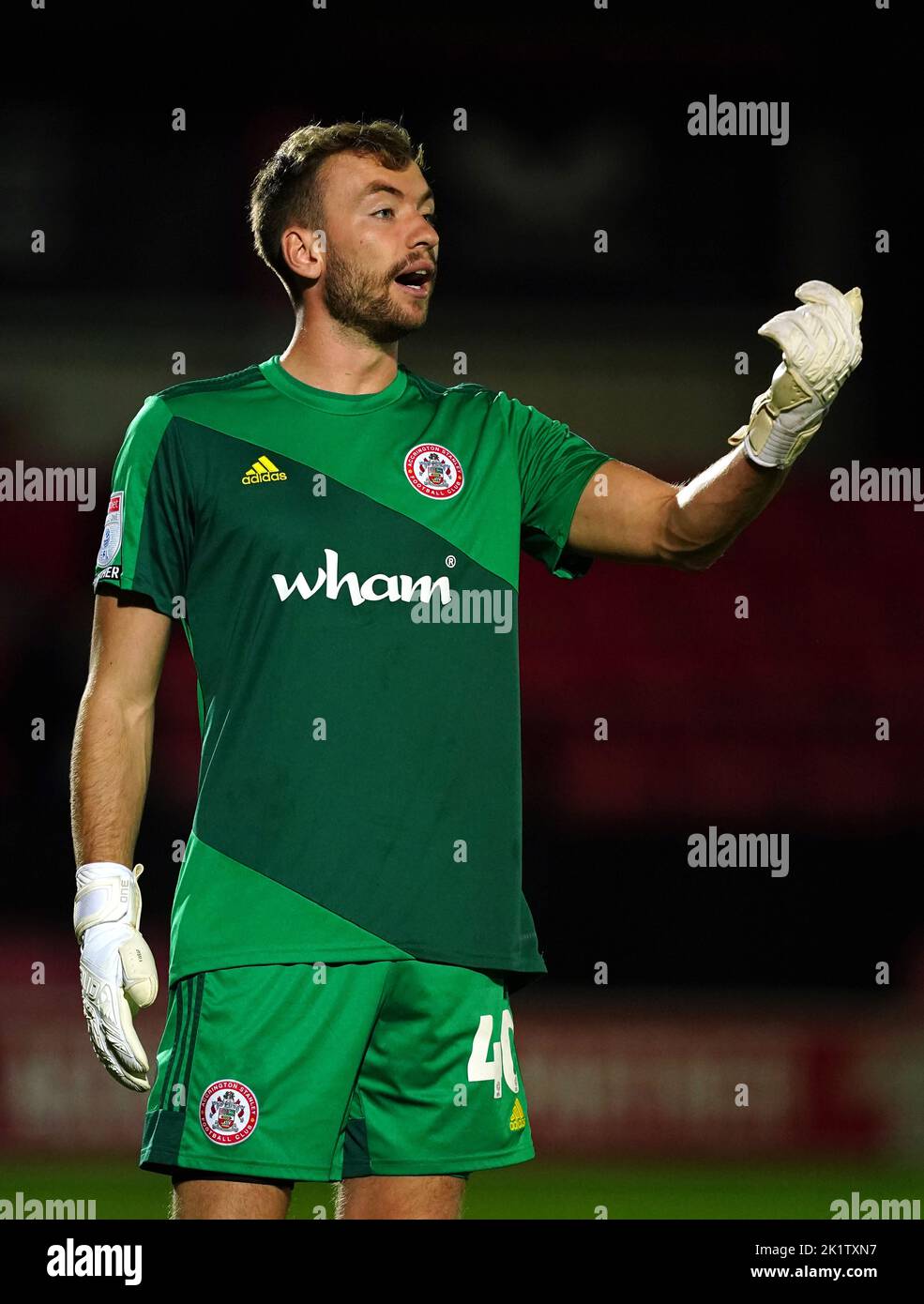 Accrington Stanley goalkeeper Toby Savin during the Papa John's Trophy ...