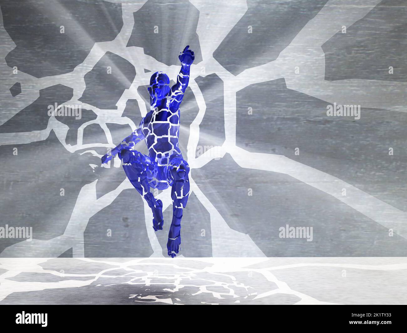 Men's figure with light rays. 3D rendering Stock Photo - Alamy