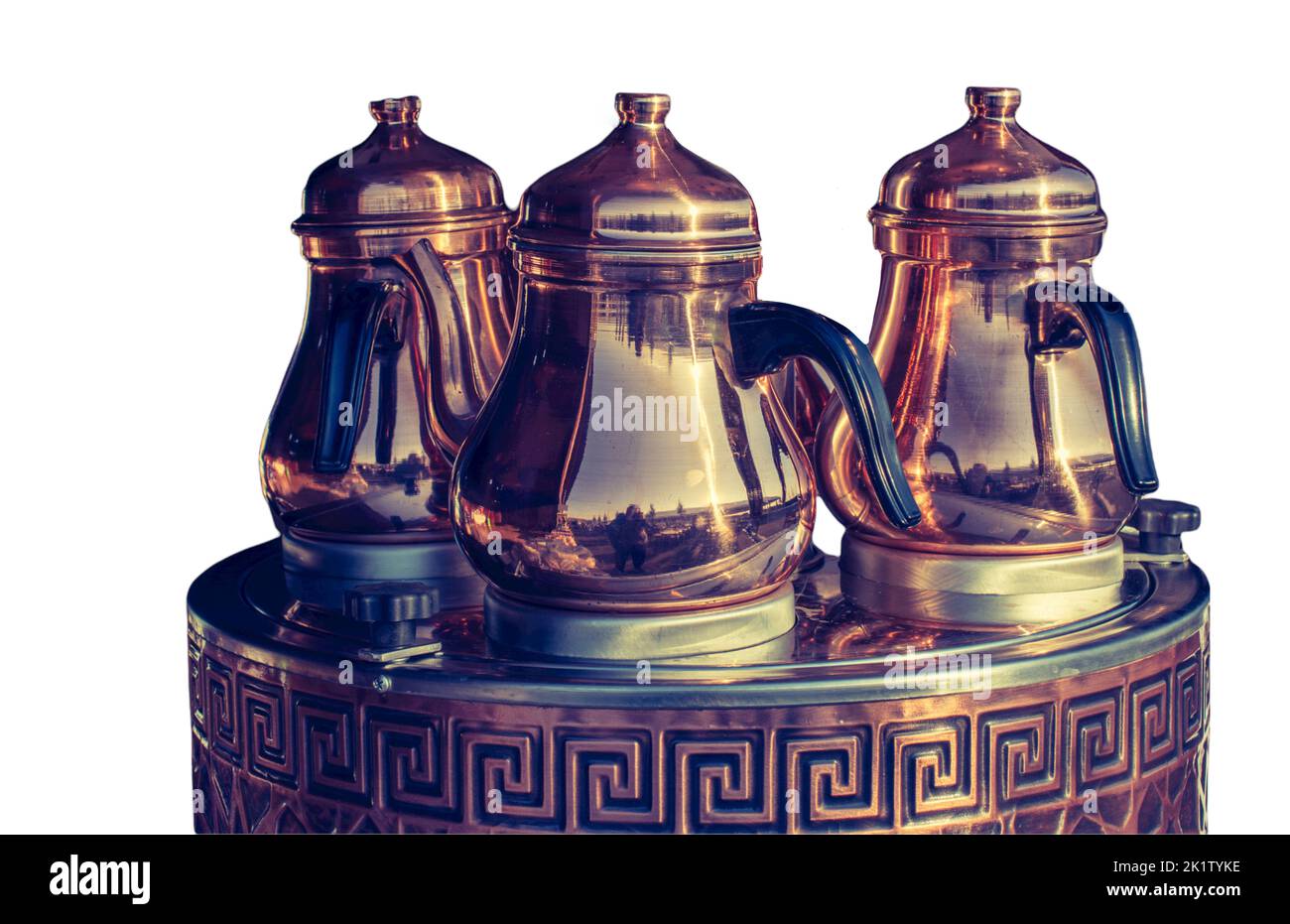 Traditional Turkish tea pots isolaed on white background Stock Photo ...