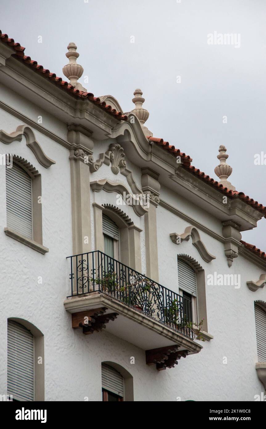 A traditional colonial balcony in Salta against a cloudy sky Stock ...