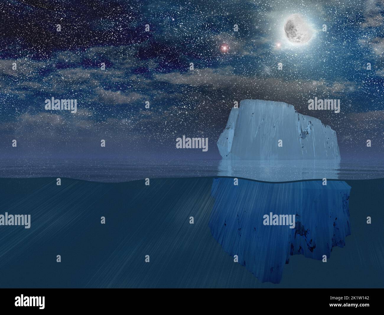 Iceberg at night. 3D rendering Stock Photo - Alamy