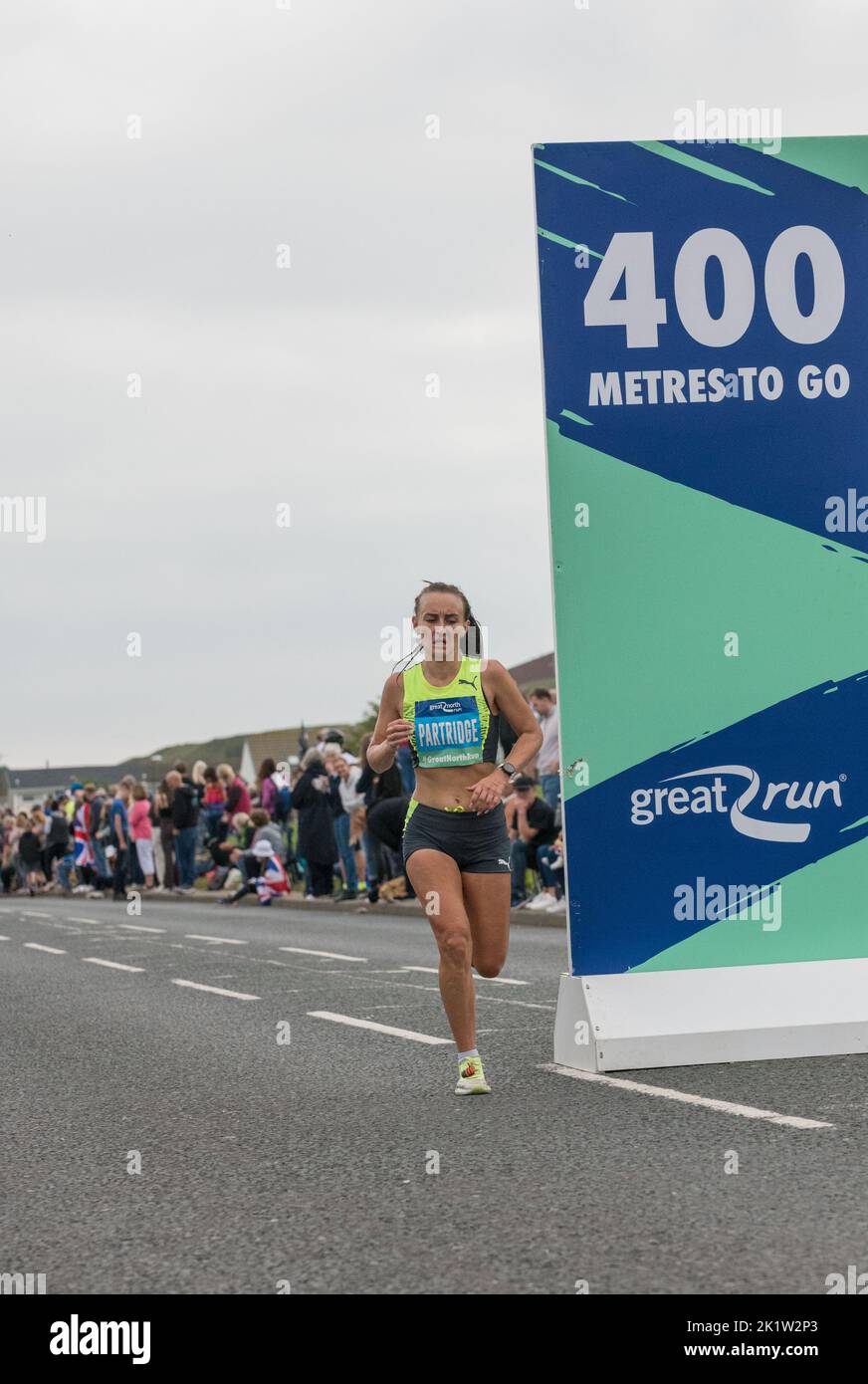 Lily Partridge finishing 9th in the 2022 great North Run half marathon ...