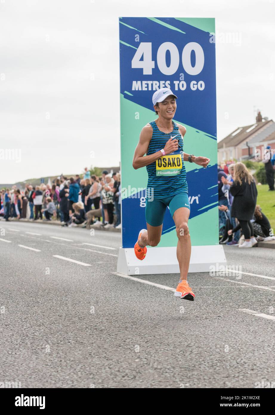 Suguro Osako long-distance runner finishing 4th in the 2022 Great North ...