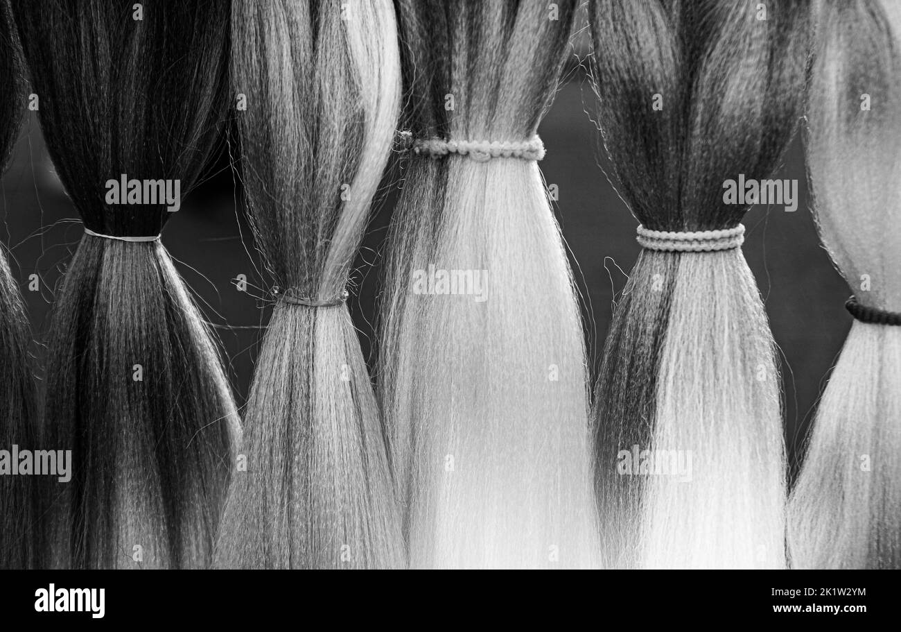 Colored Synthetic Hair Strands Of Colorful Artificial Hair To Attach And Braid Braids On
