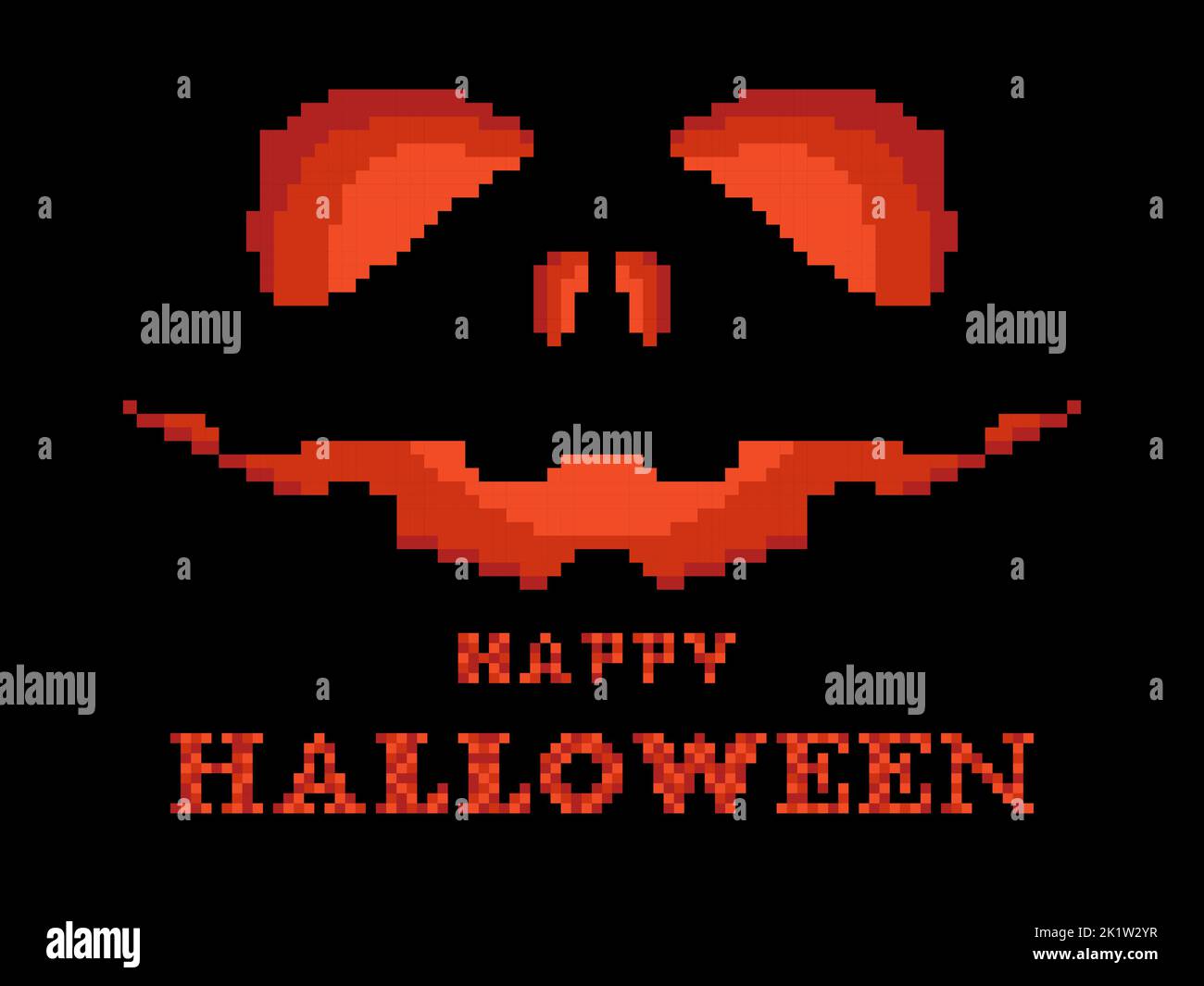 Happy Halloween scary pumpkin face pixel art style. Evil scary eyes ...
