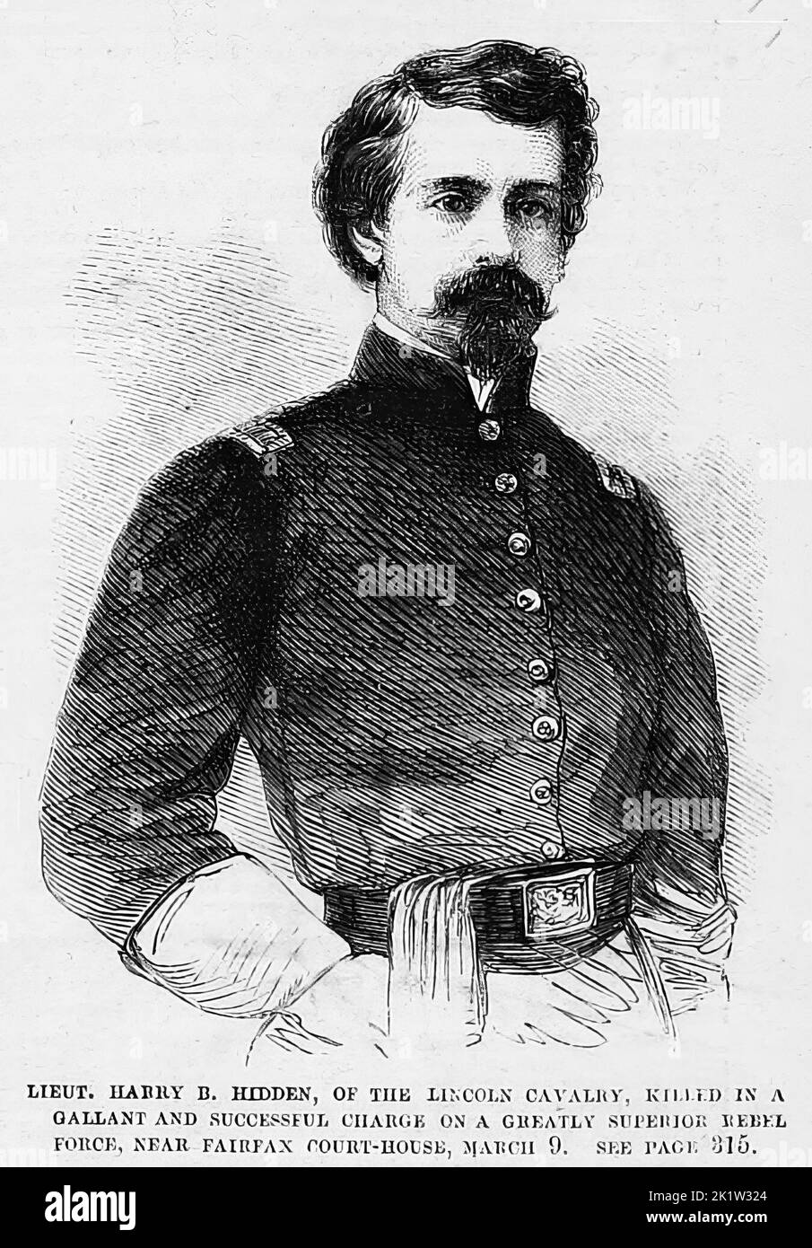Portrait of Lieutenant Henry B. Hidden, of the Lincoln Cavalry, killed ...