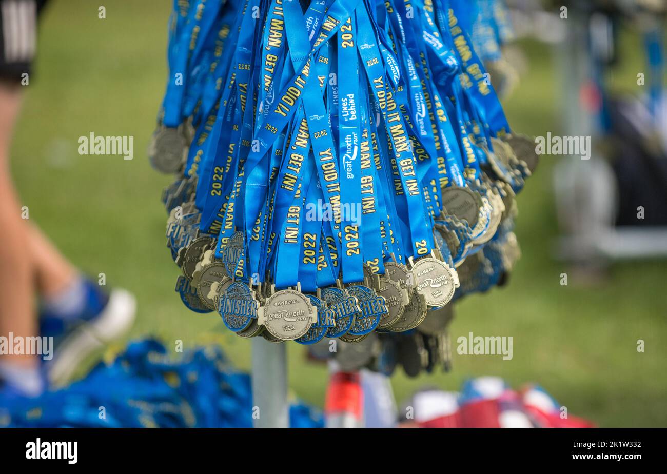 Rake of medals for the finishers taking part in at the 2022 Great North ...