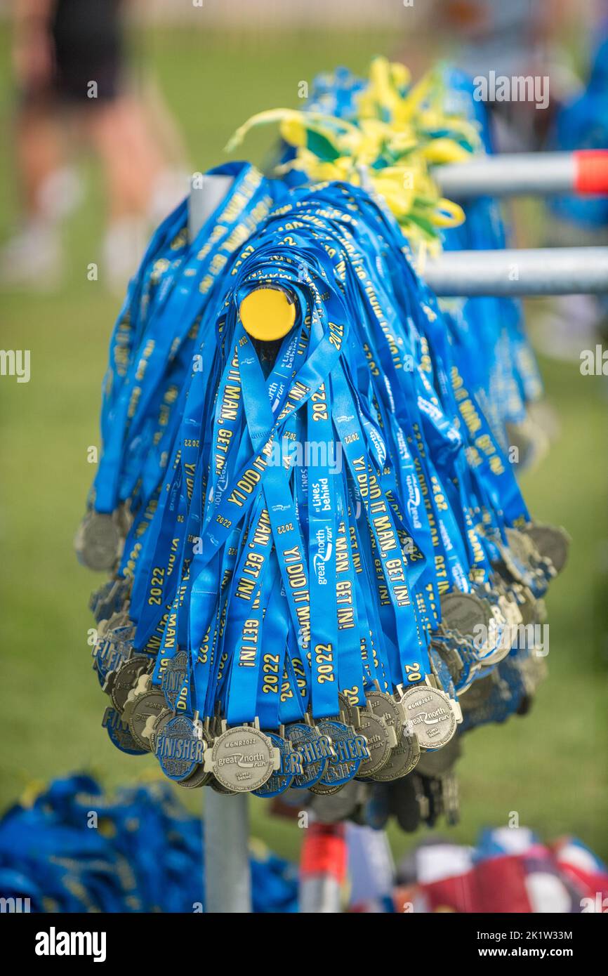 Rake of medals for the finishers taking part in at the 2022 Great North ...