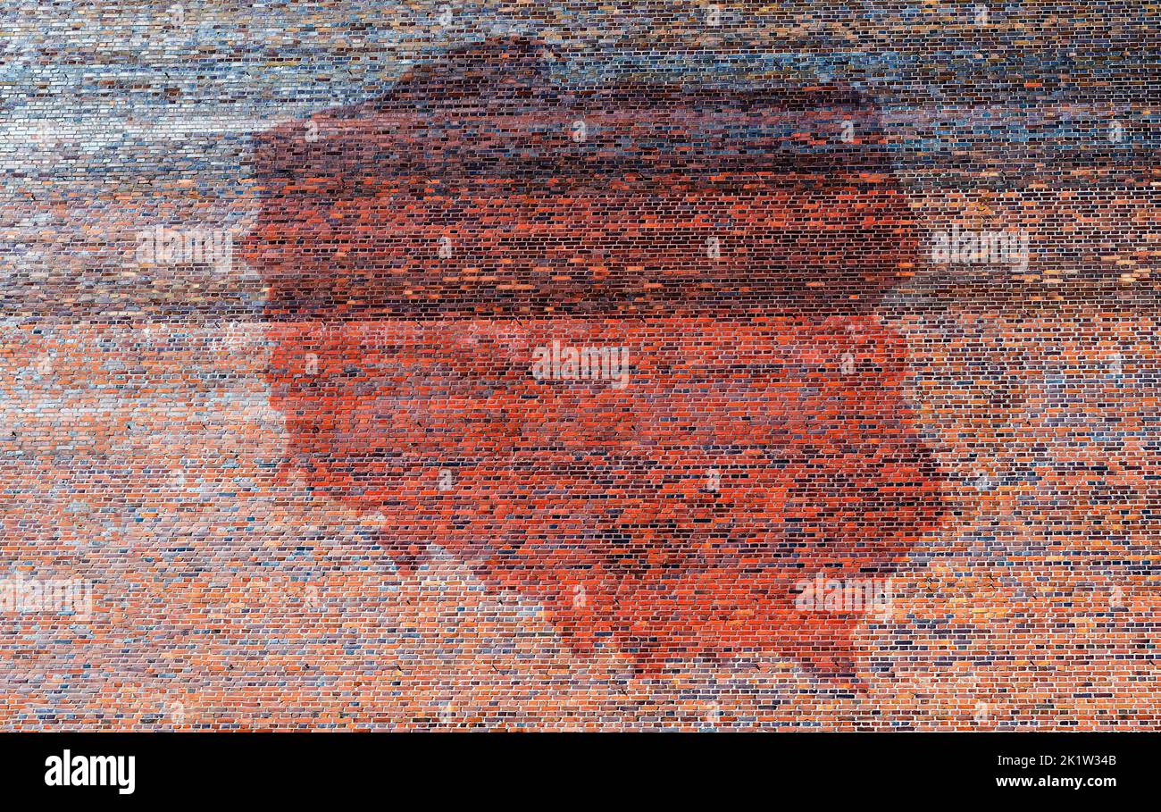 A large wall of red bricks. Texture of fine bricks. Big brick wall ...