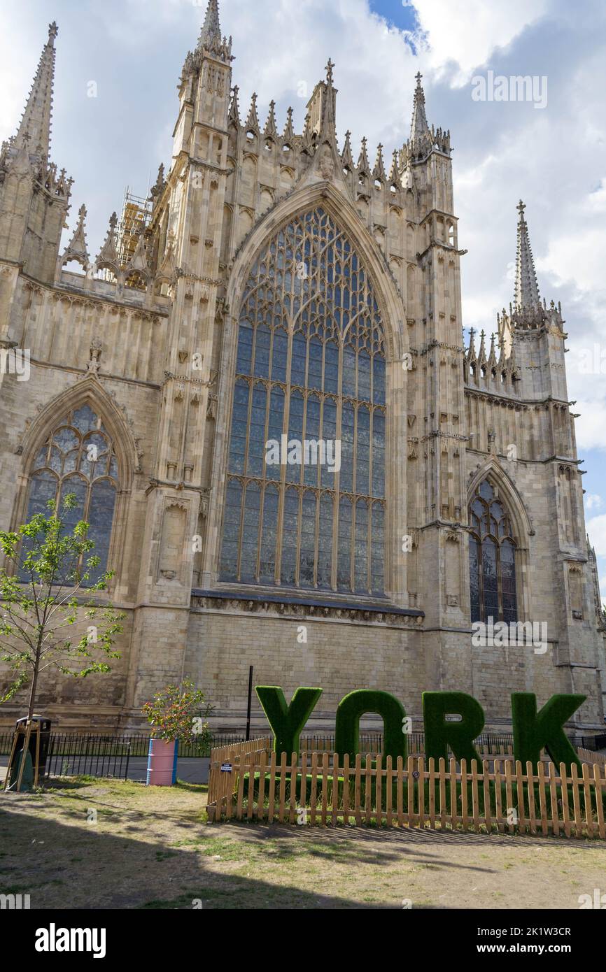 Sign for York made of bushes in front of York Minster Stock Photo - Alamy
