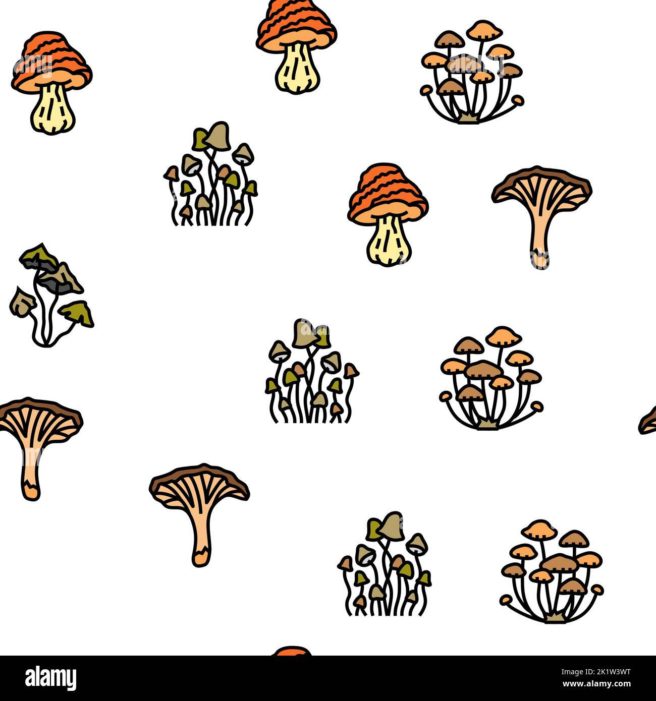 mushroom food forest fungi vector seamless pattern Stock Vector Image ...