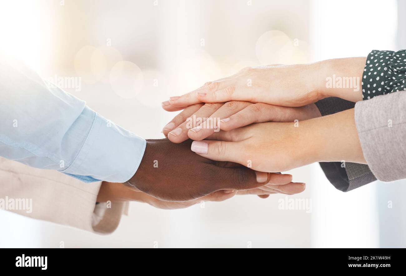 Hands, support and motivation for success of teamwork strategy ...