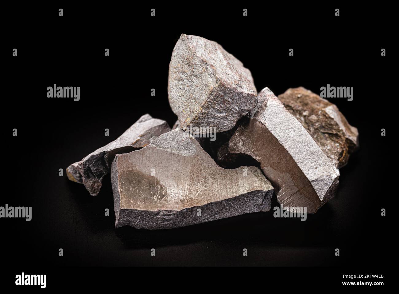steel ore, produced from iron ore, isolated black background Stock ...