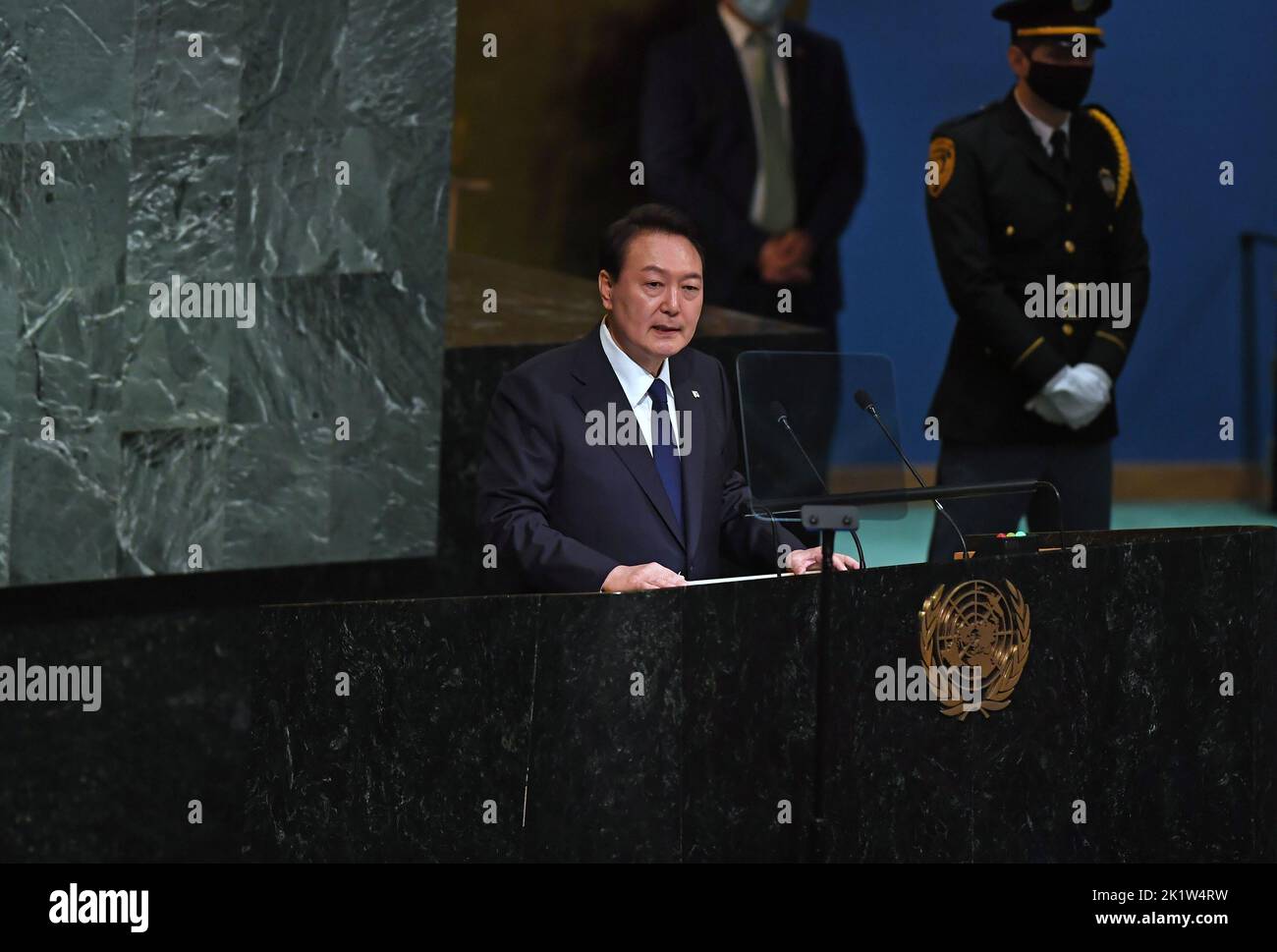 United Nations. 20th Sep, 2022. South Korean President Yoon Suk-yeol speaks during the General ...